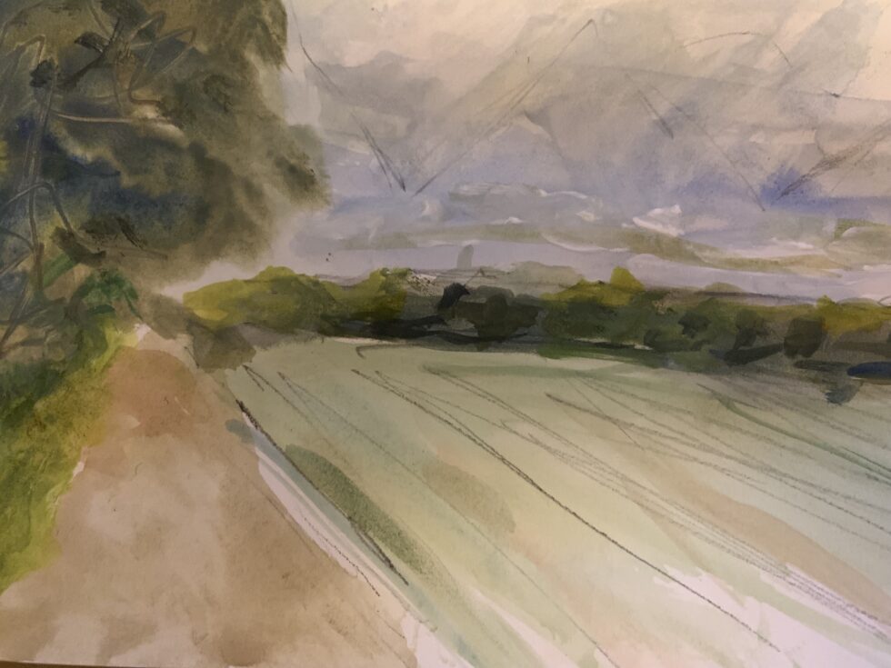 watercolour and graphite sketch in Kent - The New School of Art Online