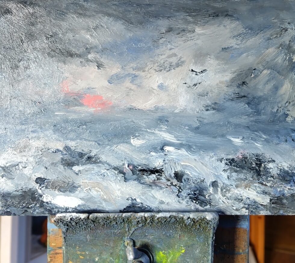 Oil painting on Gesso Board same pallet as first painting, I like the ...